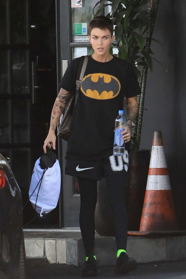 Ruby Rose in a Black T-Shirt Leaves Her Workout Session in LA 04/17 ...