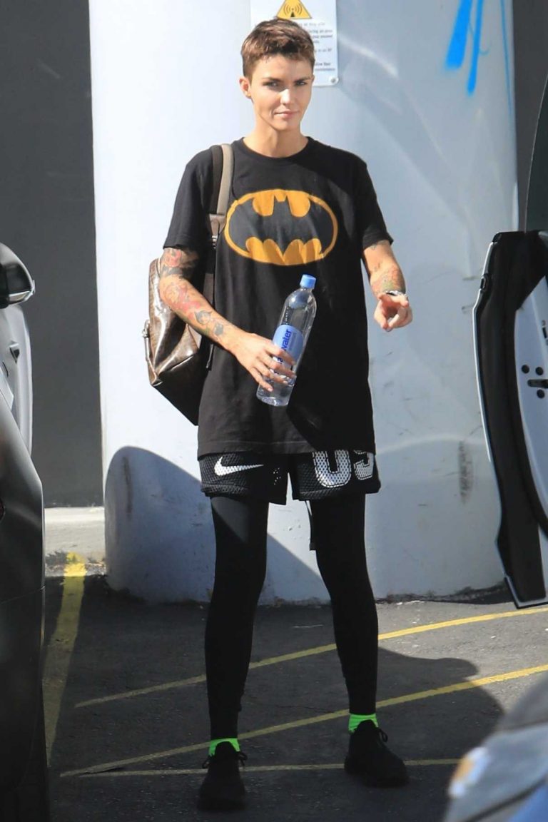 Ruby Rose in a Black T-Shirt Leaves Her Workout Session in LA 04/17 ...