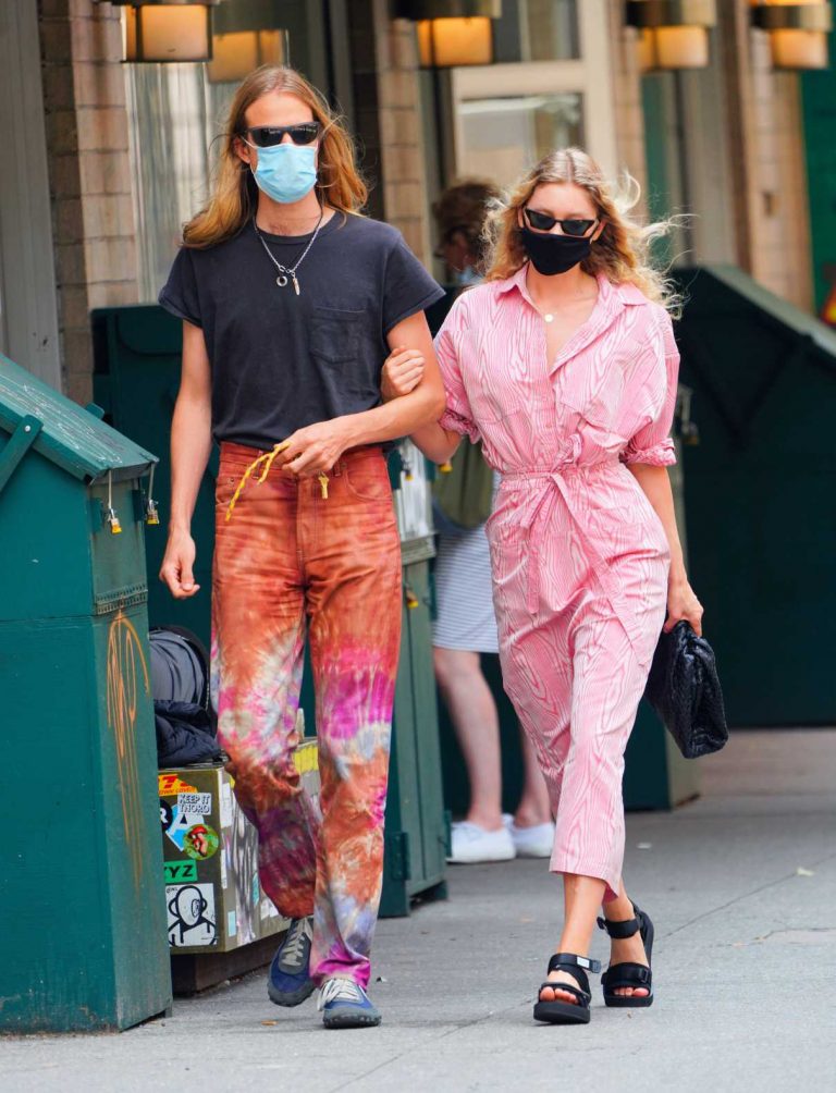 Elsa Hosk in a Pink Dress Was Seen Out with Her Husband Tom Daly in New ...