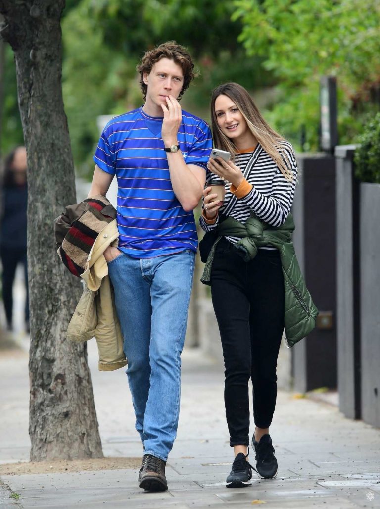 George MacKay in a Blue Striped T-Shirt Was Seen Out with His ...