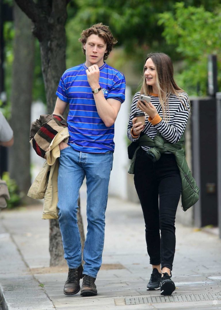 George MacKay in a Blue Striped T-Shirt Was Seen Out with His ...