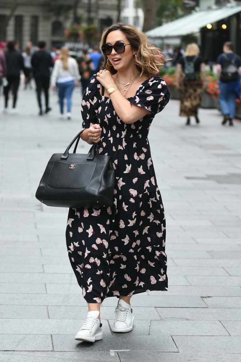 Myleene Klass in a White Sneakers Arrives at the Global Radio Studios ...