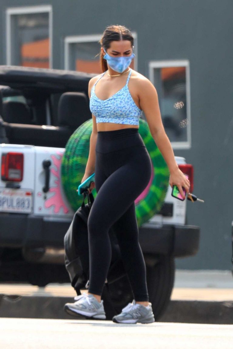 Addison Rae in a Ligyt Blue Sports Bra Leaves a Gym Session in West ...