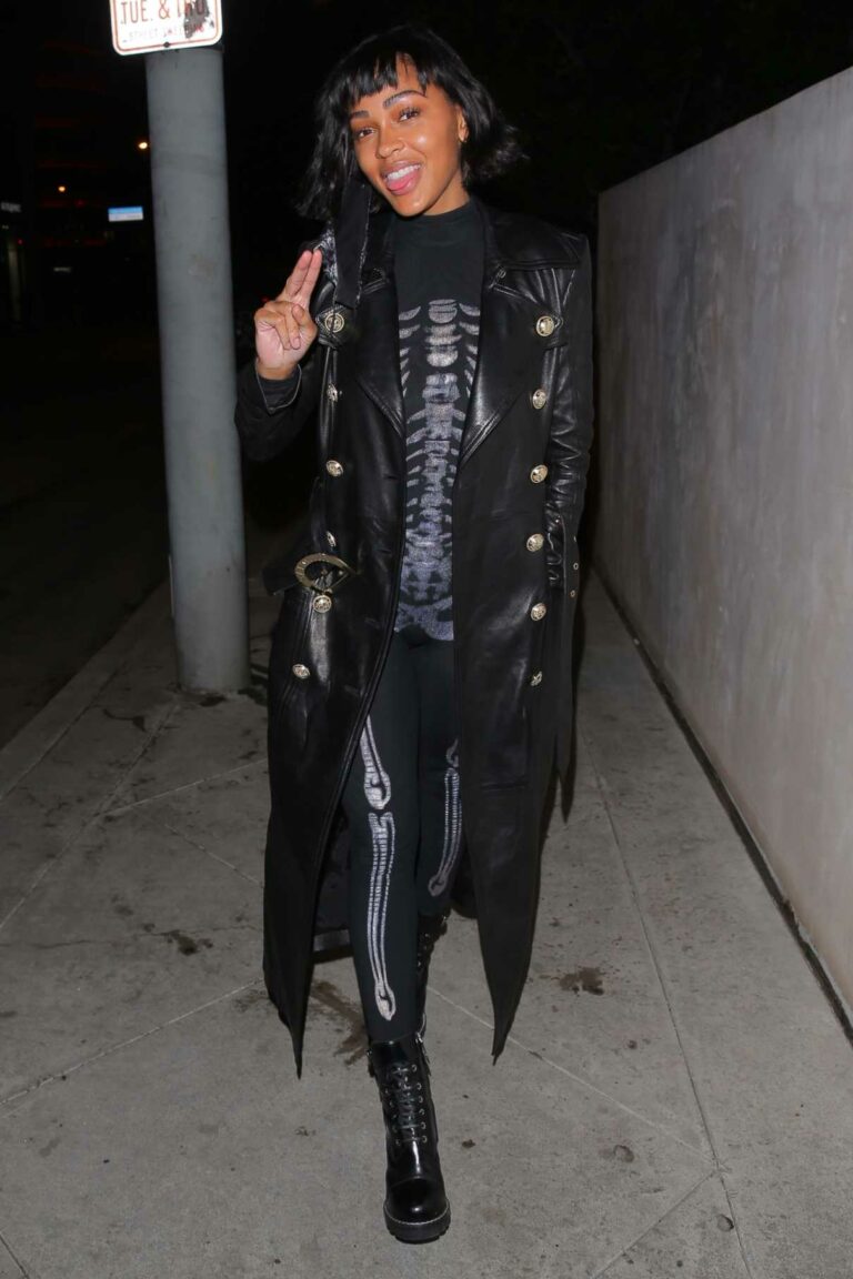 Meagan Good in a Black Leather Coat Enjoys a Romantic Date Night at ...