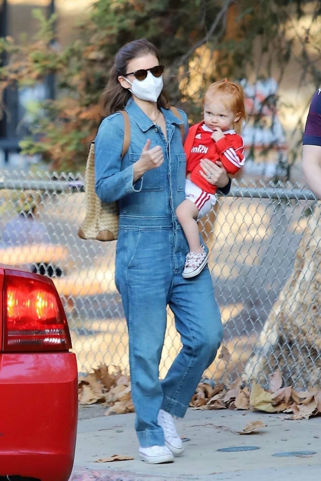 Kate Mara in a Blue Denim Jumpsuit Was Seen Out with Her Daughter at ...