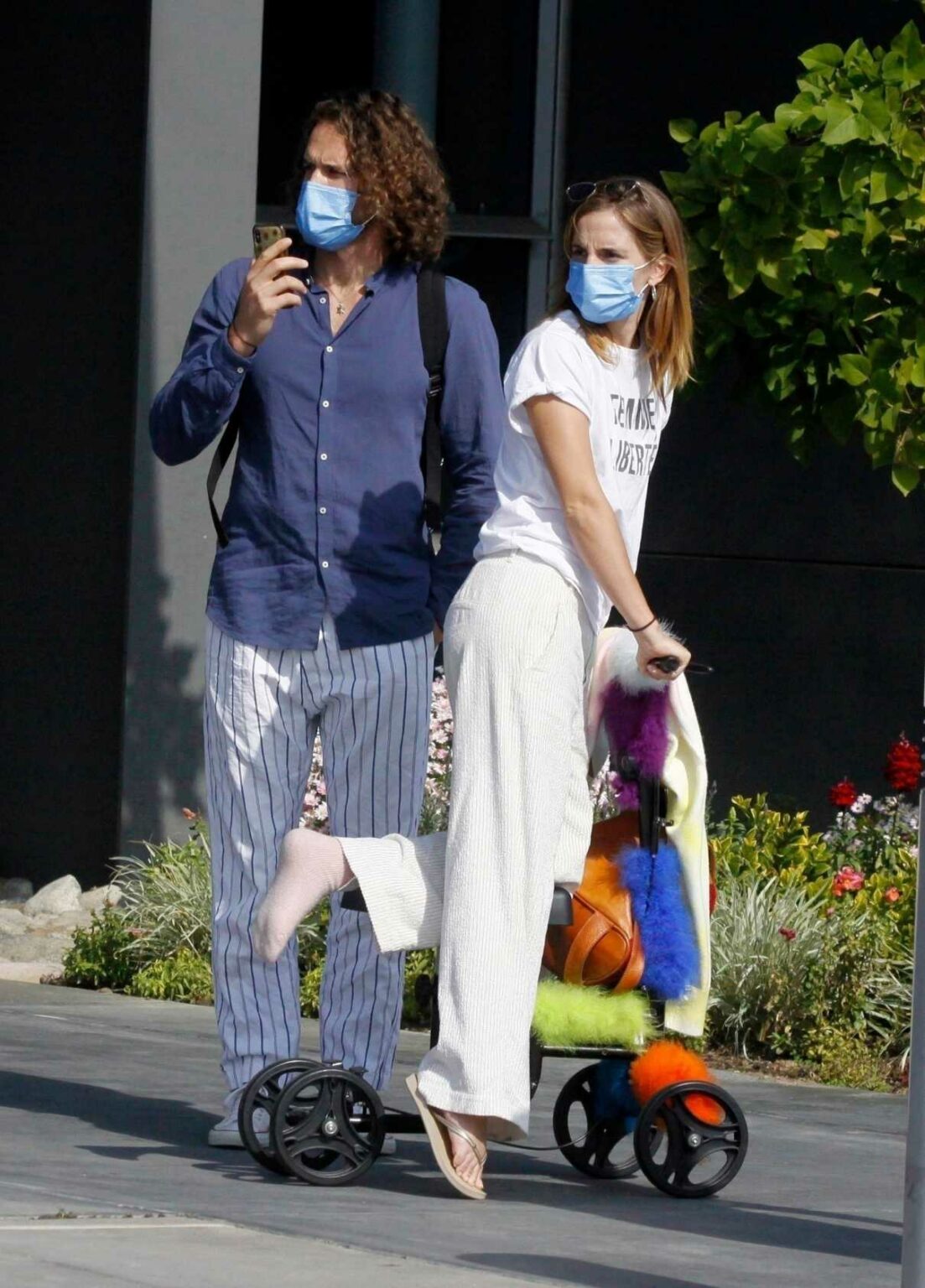 Emma Watson in a White Tee Sharing a Hug with Her Boyfriend Leo ...