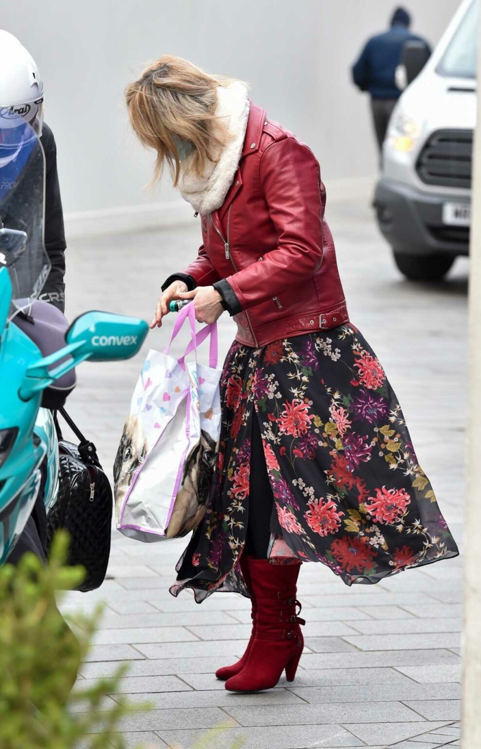 Kate Garraway in a Red Leather Jacket Arrives at the Global Studios in ...