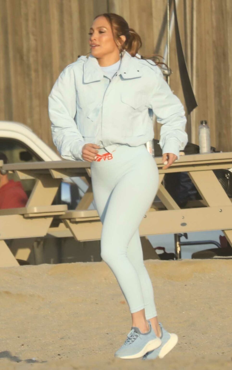 Jennifer Lopez in a Baby Blue Ensemble Was Seen During a Beach ...