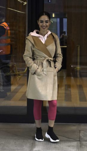 Maria Tsiatsiani in a Beige Trench Coat Leaves BBC Morning Live Studios ...
