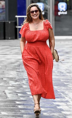 Kelly Brook in a Red Dress Leaves the Heart Breakfast Show in London 08 ...