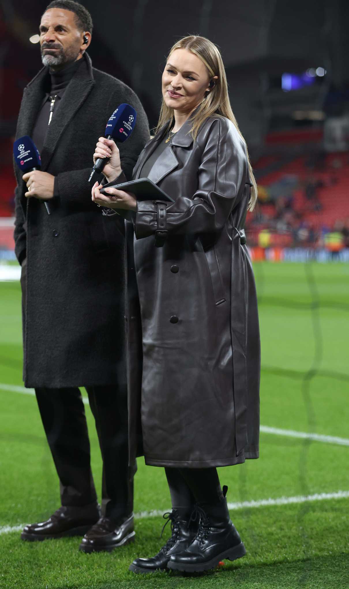 Laura Woods Working for TNT Sport at the Liverpool vs Real Madrid Match ...